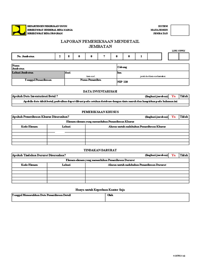 Form Pemeriksaan Detail JBT | PDF