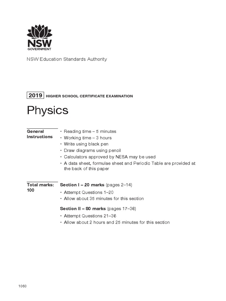 2019 HSC Physics | PDF | Photoelectric Effect | Force