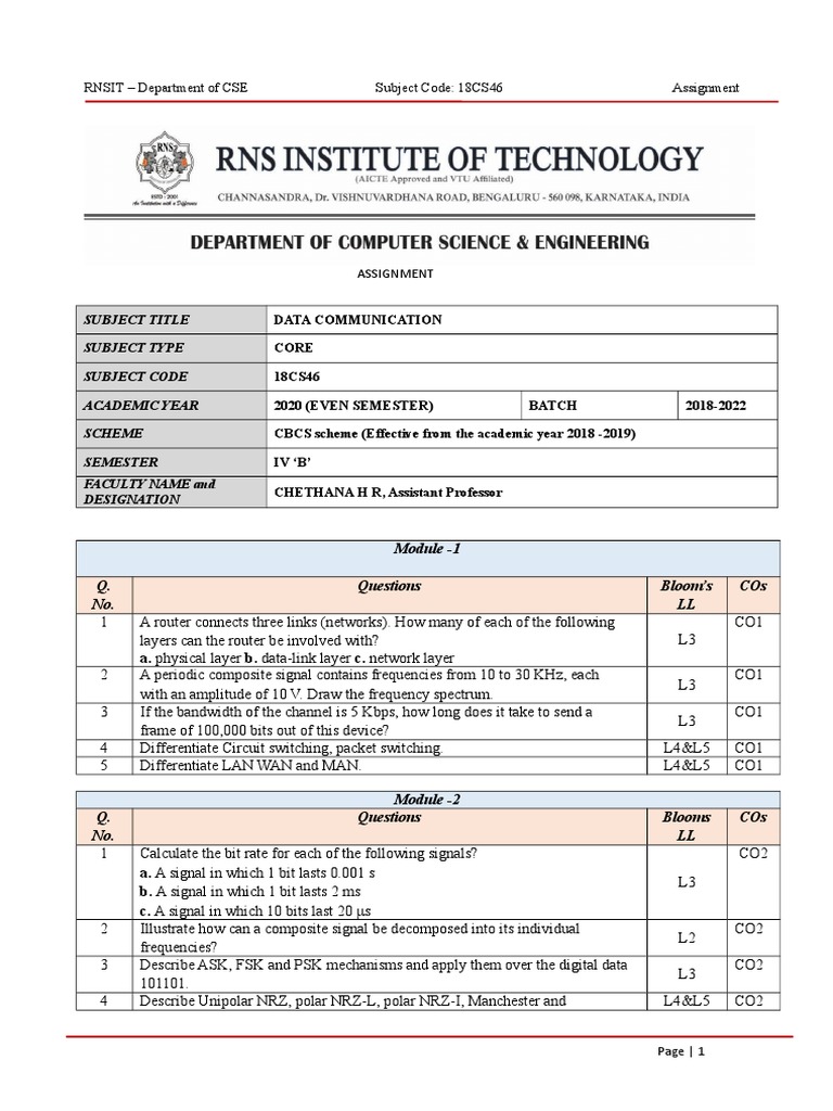DC Assignment 2020 | PDF | Bit Rate | Computer Network