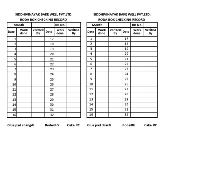Roda Box Checking Record Summary | PDF