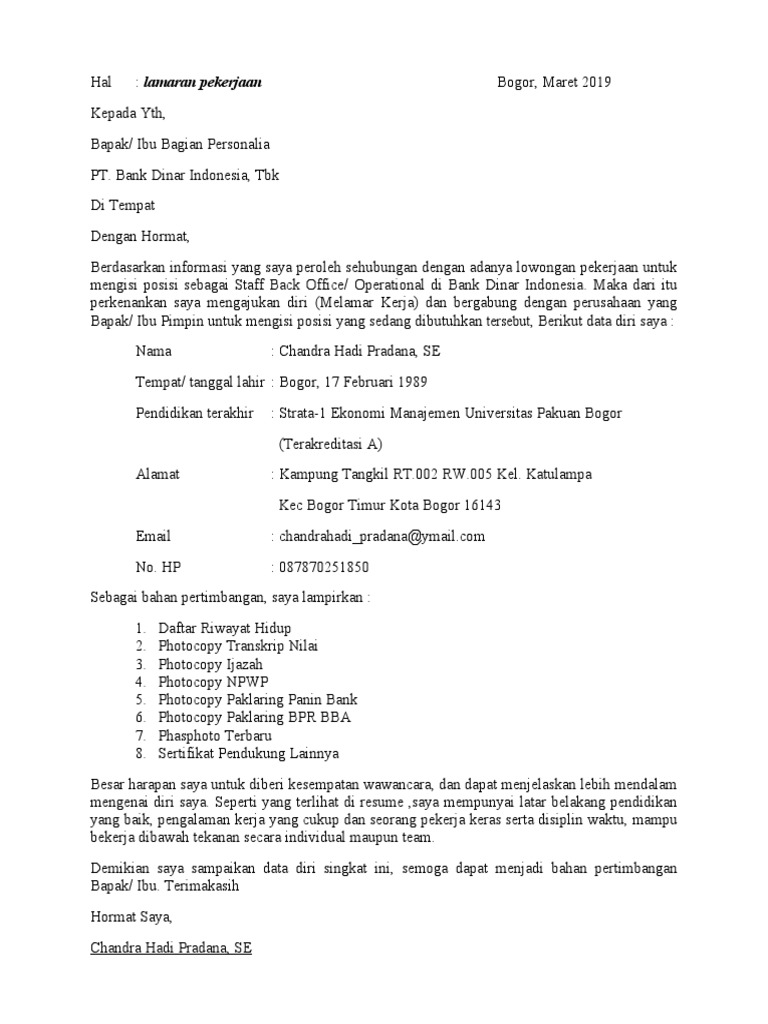 CV Chandra Terbaru | PDF | Karier & Perkembangan