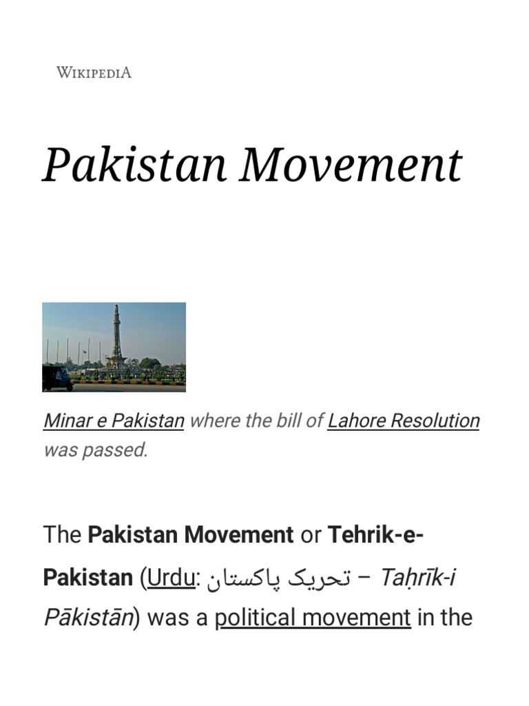 Pakistan Movement Wikipedia Pdf Pdf Pakistan Movement All India