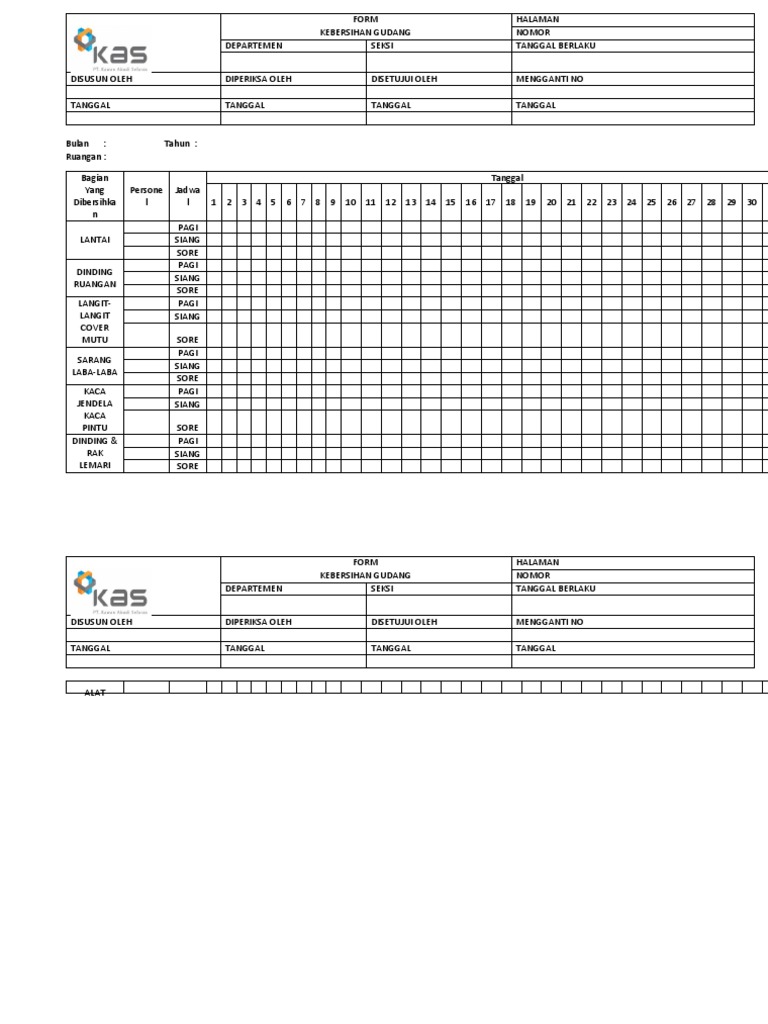 Form Kebersihan Gudang | PDF
