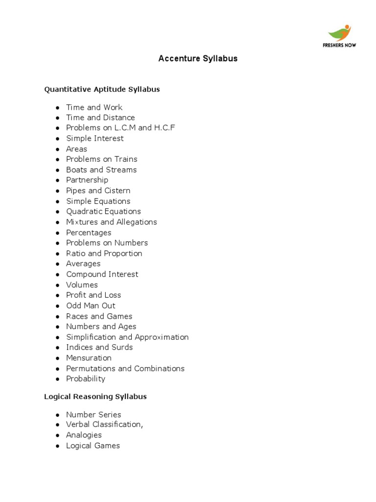 Aptitude Syllabus | PDF