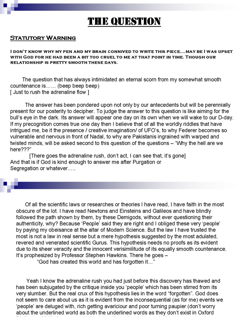 The Eternal Question | PDF