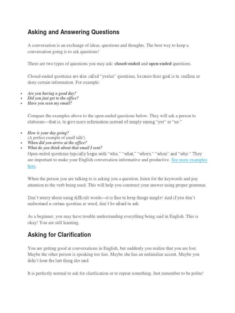 Asking and Answering Questions | PDF | Question | Conversation