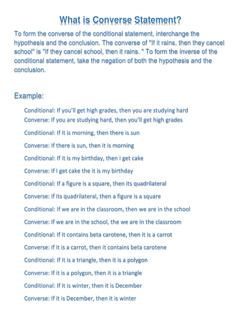 What Is Converse Statement | PDF