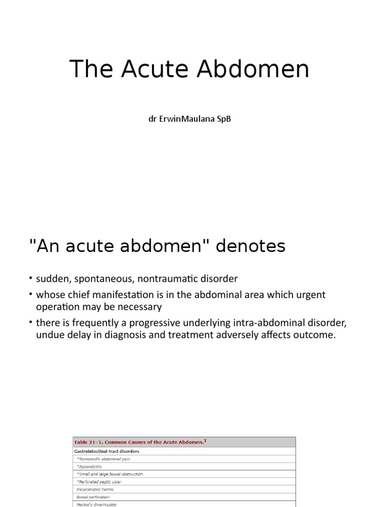 The Acute Abdomen | PDF | Pain | Abdomen