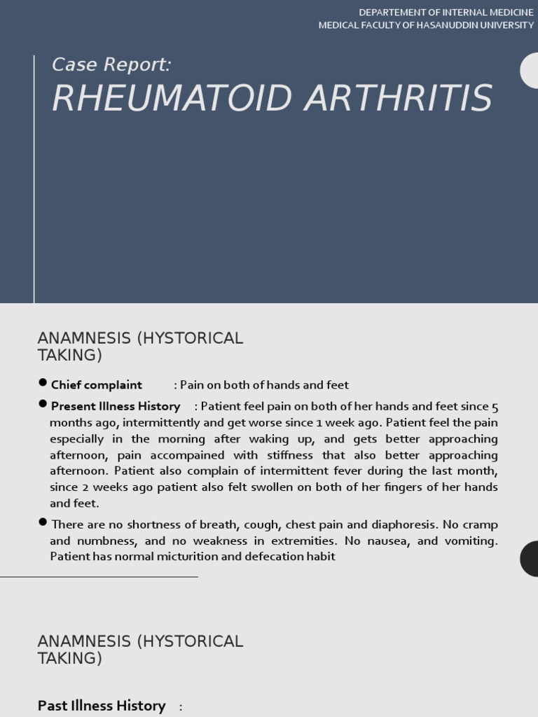 Case Report Rheumatoid Arthritis | PDF | Rheumatoid Arthritis | Arthritis