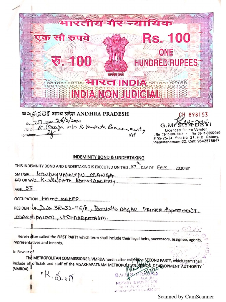 INDEMNITY Bond For Lrs Sample | PDF