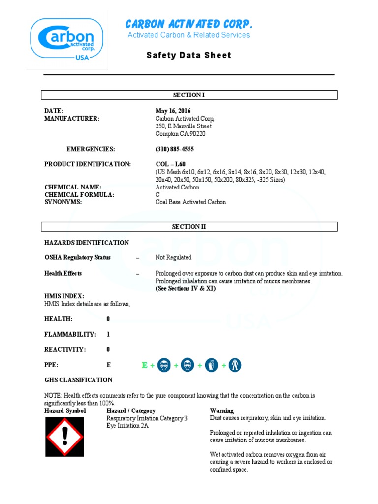 SDS Carbon Coal ME50097 | PDF | Dangerous Goods | Firefighting