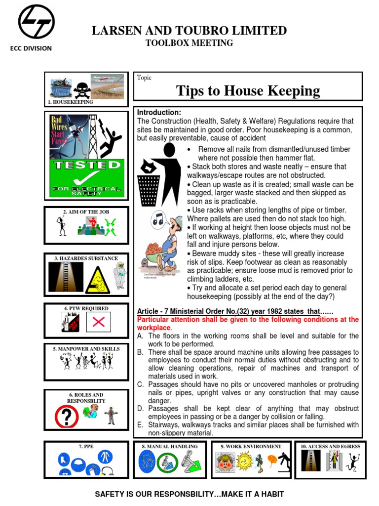 Housekeeping - Toolbox Meeting PDF | PDF | Business