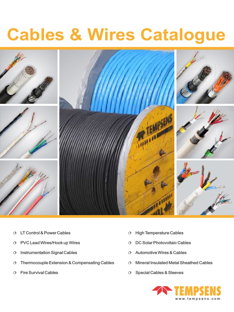 Tempsens Cables & Wires Catalogue | PDF | Insulator (Electricity ...