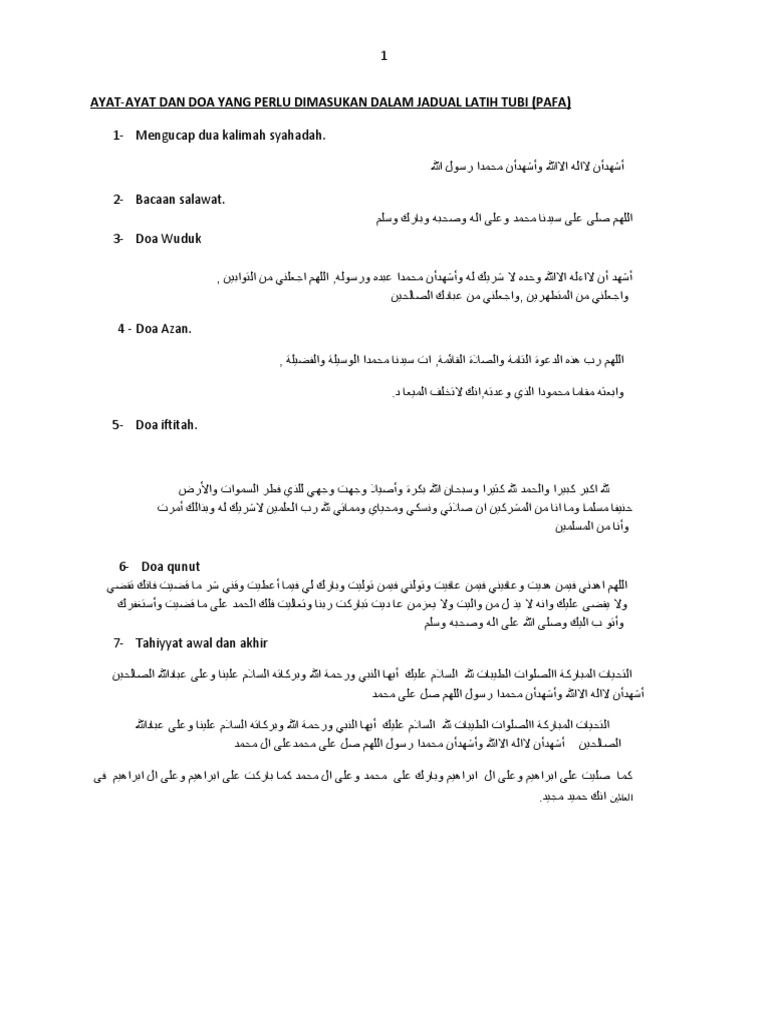 Bacaan Solat Pafa | PDF