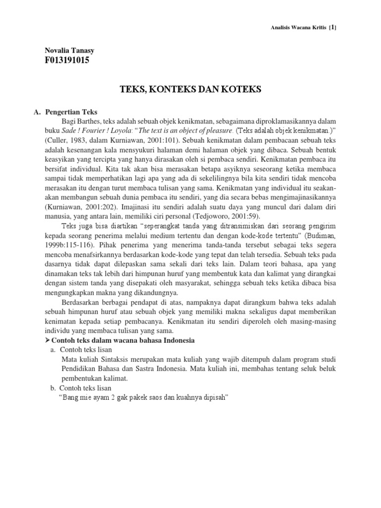 Teks, Koteks & Konteks | PDF