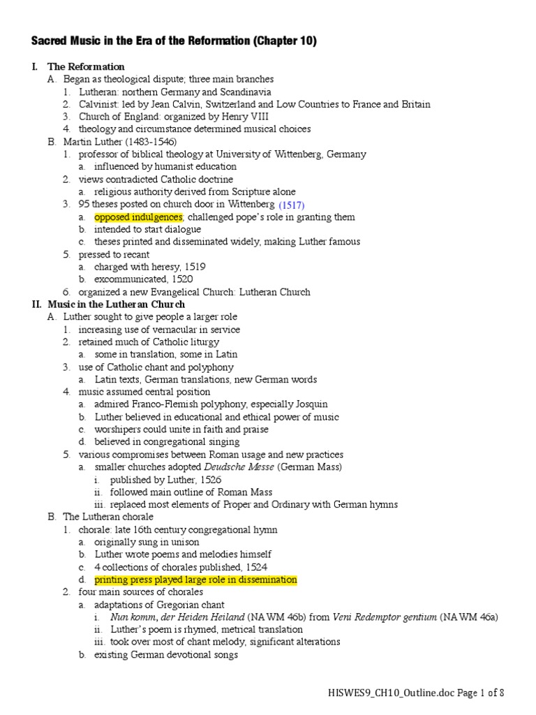 Chapter 10 Cliff Notes PDF | PDF | Martin Luther | Lutheranism