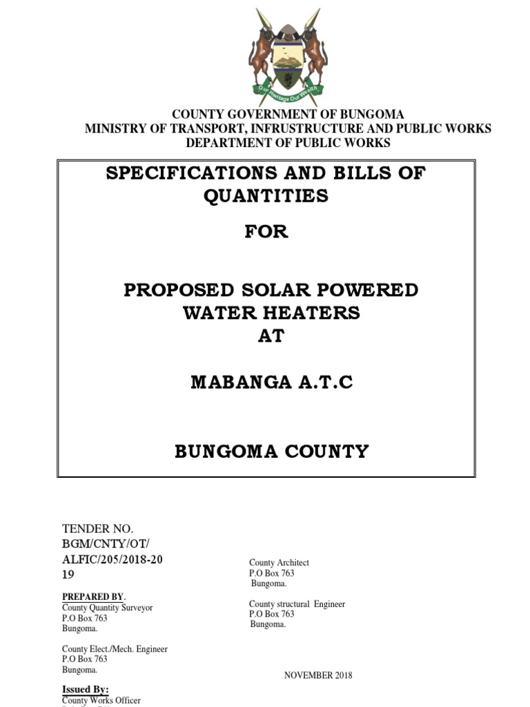 Solar Water Heater BOQ | PDF | Legal Tender | General Contractor