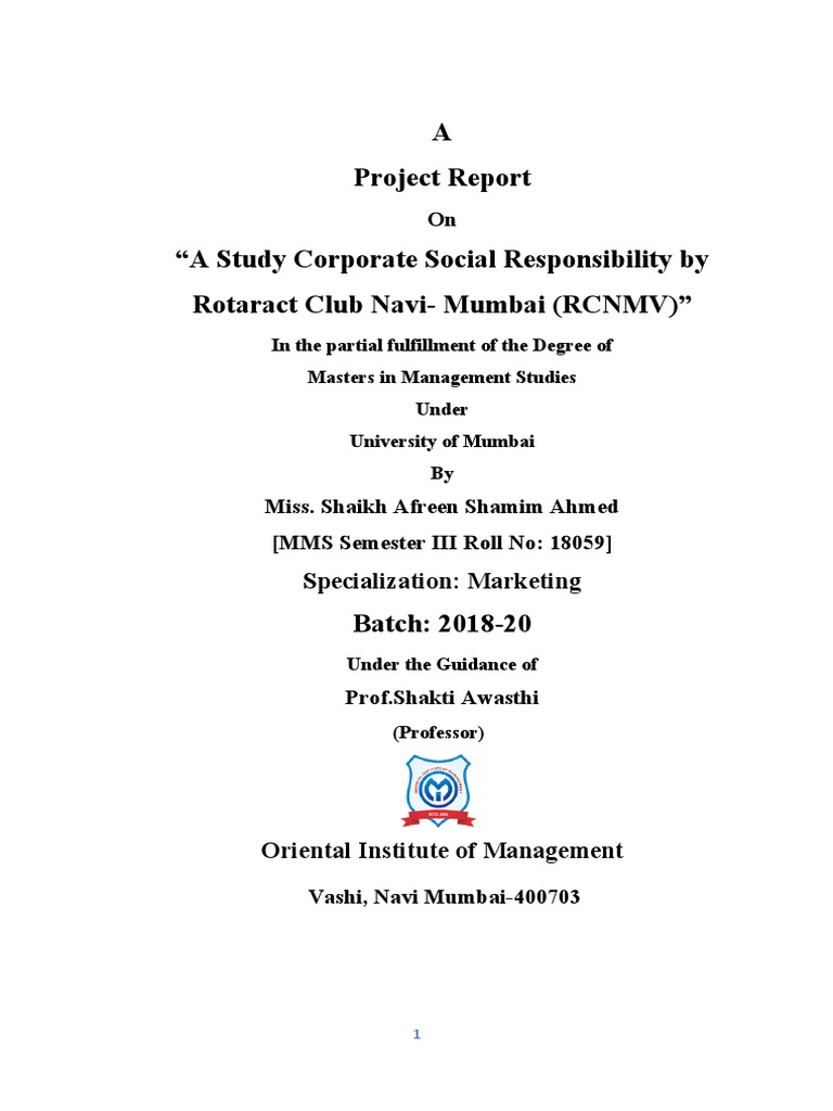 CSR Project Report On | PDF | Non Governmental Organization | Corporate ...