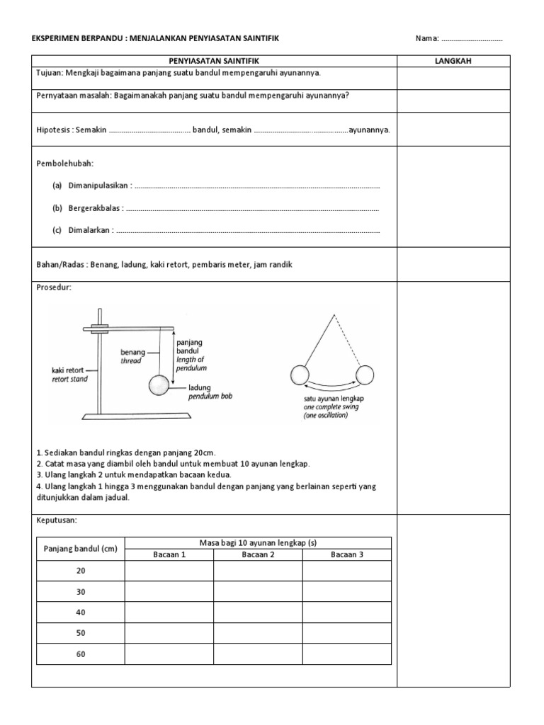 Eksperimen Berpandu Bandul | PDF