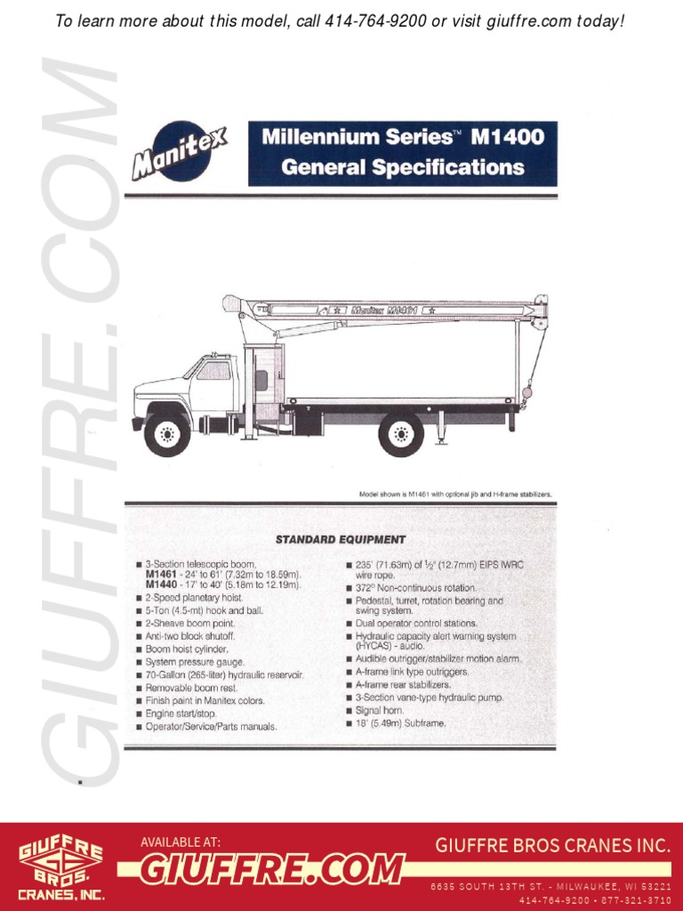 Manitex M1461 Loadchart PDF | PDF
