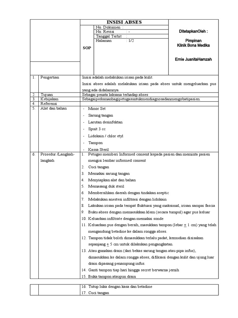 Sop Insisi Abses | PDF