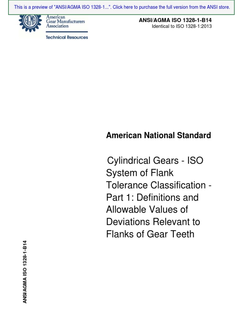 Preview - ANSI AGMA ISO 1328-1-B14 | PDF | Engineering Tolerance | Gear