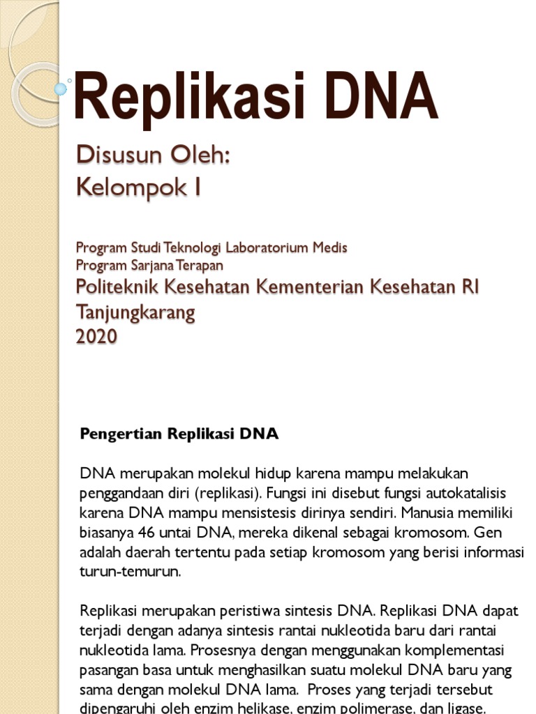 Proses dan Enzim Replikasi DNA | PDF | Kesehatan Holistik | Sains & Matematika