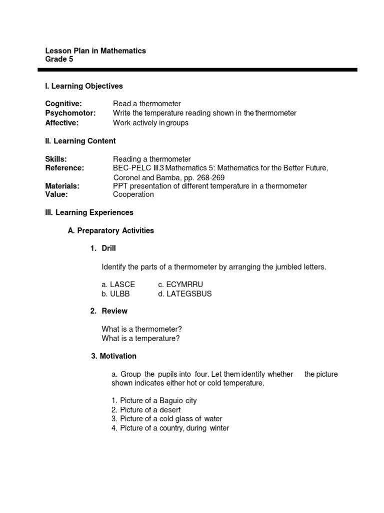 CO-4th Grading-Math-thermometer | Download Free PDF | Thermometer ...