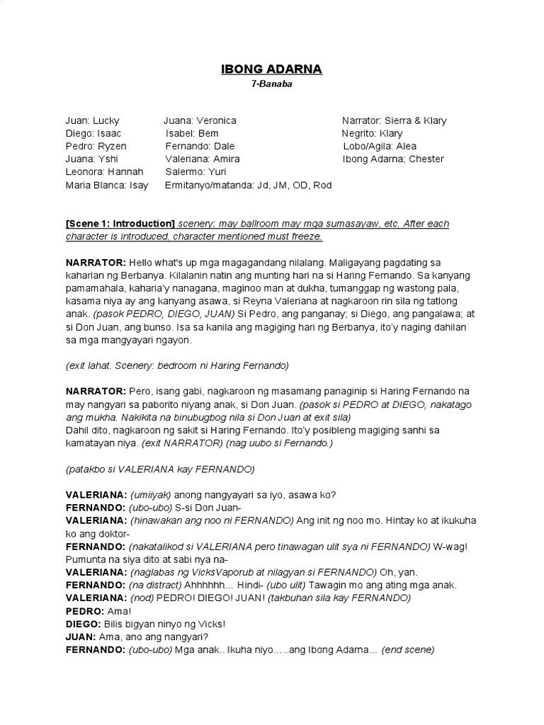 IBONG ADARNA Script (Unfinished) | PDF