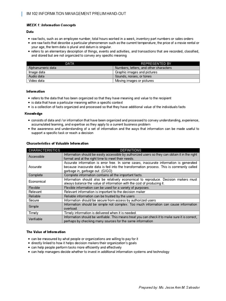 Im102 Prelim Hand Outs | PDF | Input/Output | Enterprise Resource Planning