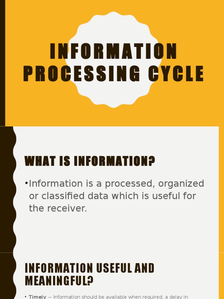 Information Processing Cycle | PDF | Computer Data Storage | Input/Output
