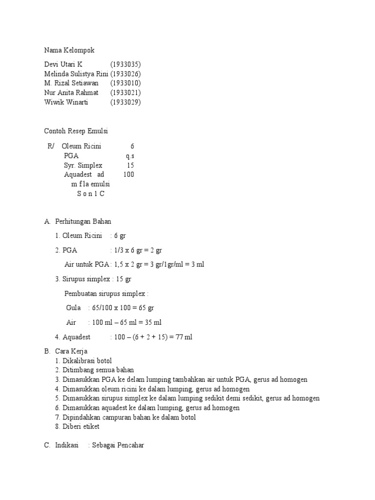 Contoh Resep Emulsi | PDF | Memasak, Makanan, & Anggur | Kesehatan Holistik