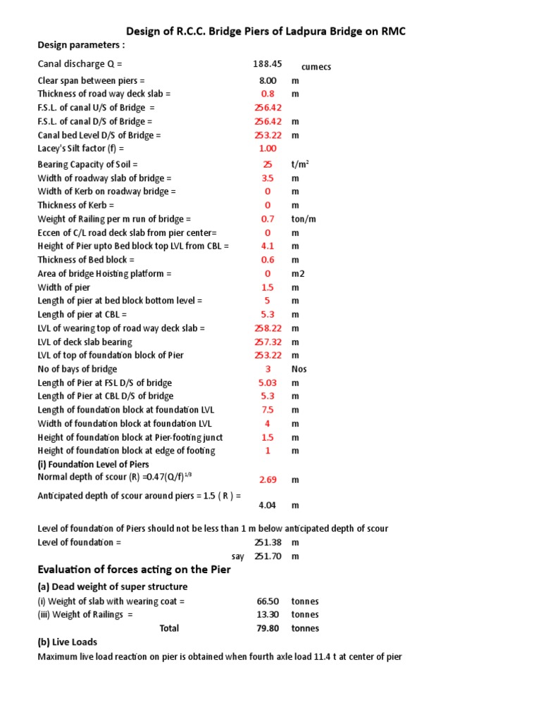 Design of Bridge Pier | PDF | Structural Load | Bending