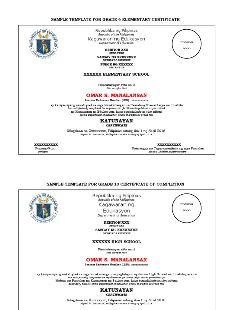 DepEd Forum - Certificate of Completion and Diploma Templates For ...