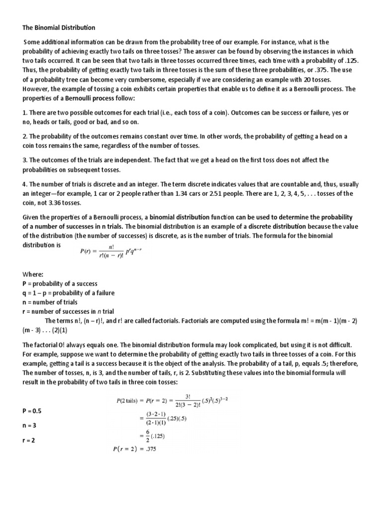 The Binomial Distribution | PDF | Probability Distribution | Variance