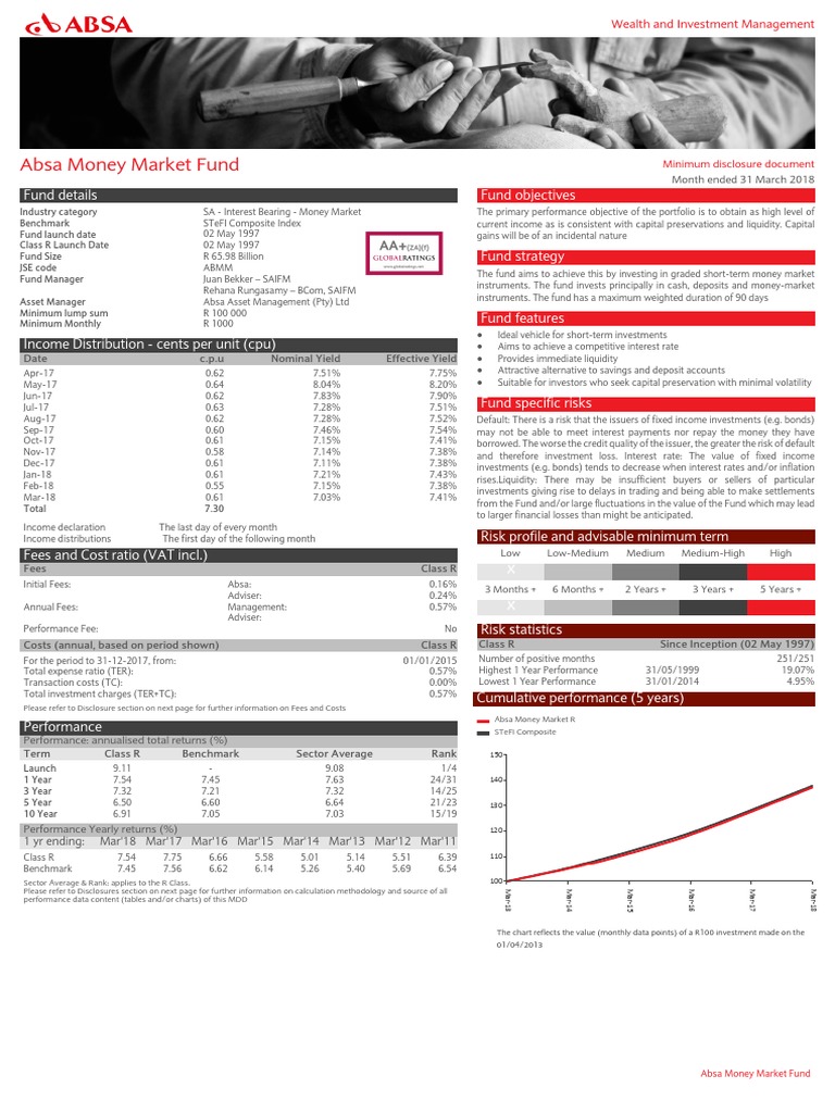 Absa Money Market Fund Fact Sheet | PDF | Investment Fund | Investor