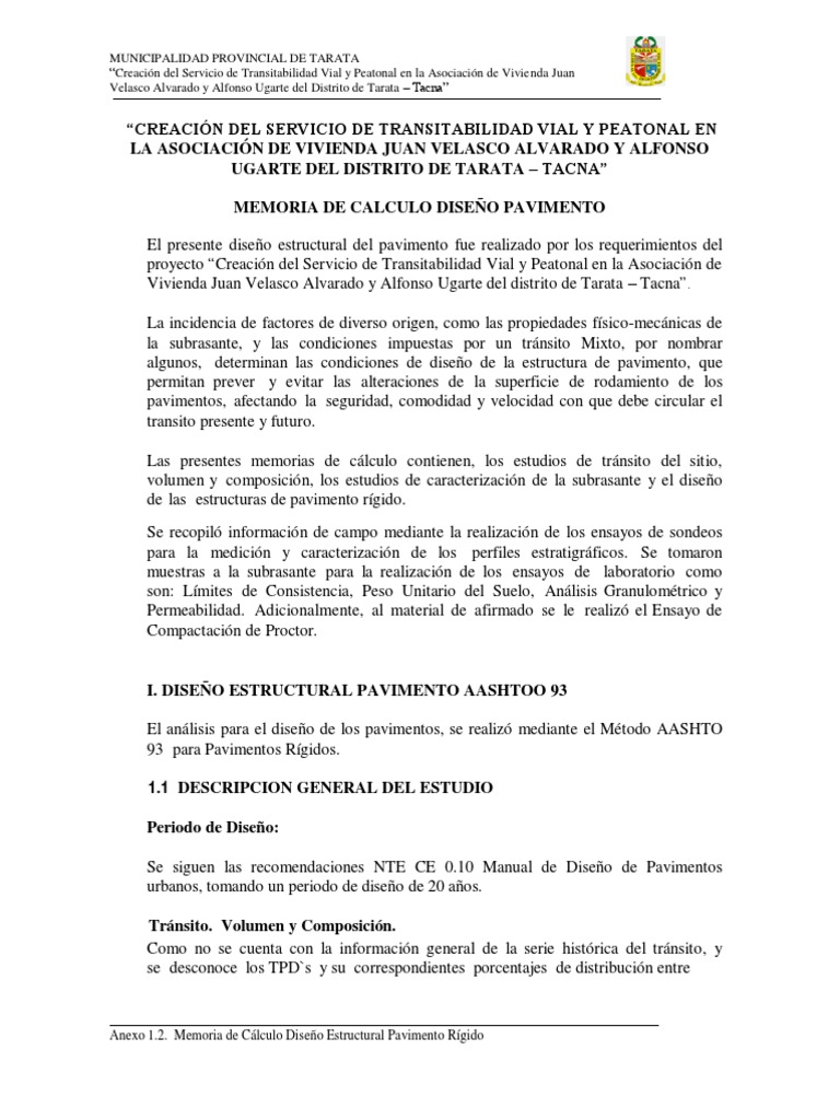 Diseño Estructural Pavimentos Rigidos-Memoria de Calculo | PDF ... Diseño Estructural Pavimentos Rigidos-Memoria de Calculo | PDF ...