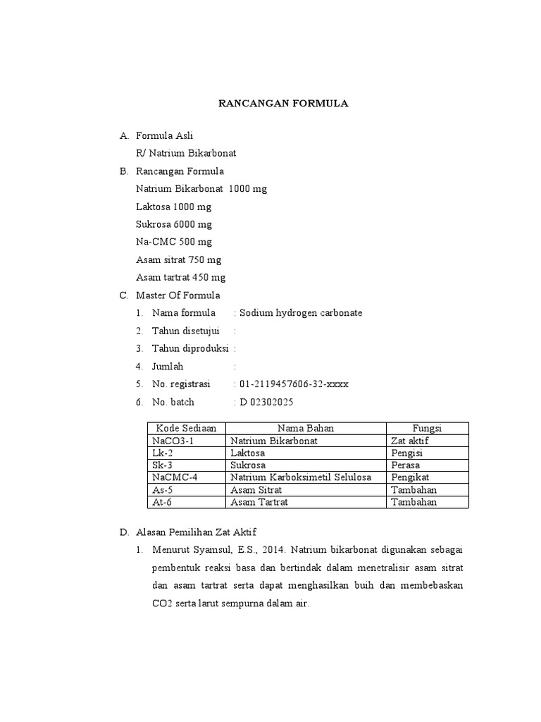 Rancangan Formula | PDF