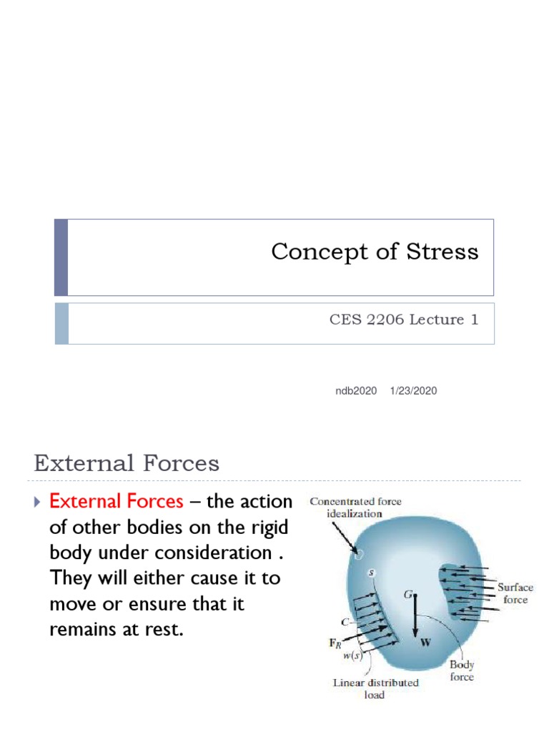 Lecture 1 - Concept of Stresses and Strains PDF | PDF | Stress (Mechanics) | Bending