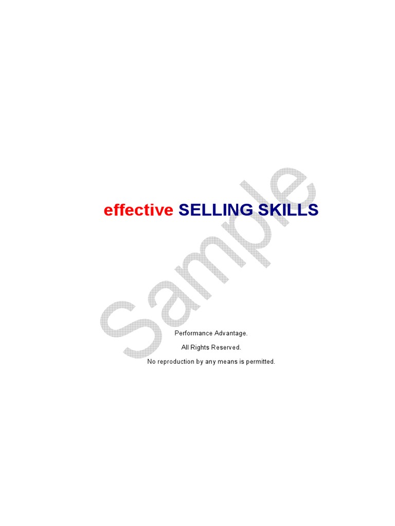 Effective Selling Skills Sales Manual | PDF | Sales | Psychological ...