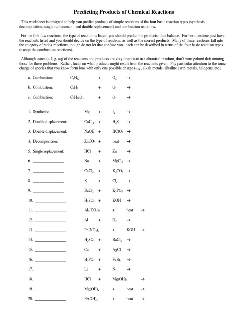 Predicting Products of Chemical Reactions | PDF | Ion | Chemical Reactions