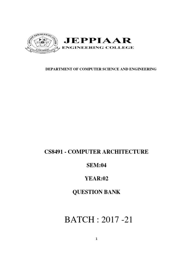 Ii Year Iv Sem CS8491 Computer Architecture | PDF | Central Processing Unit | Parallel Computing