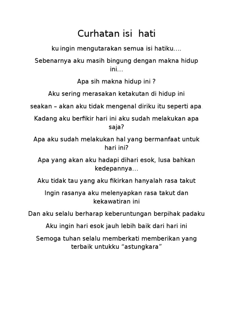 Curhatan Isi Hati | PDF