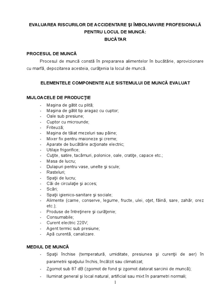Fisa de-EVALUARE-RISCURI-bucatar | PDF