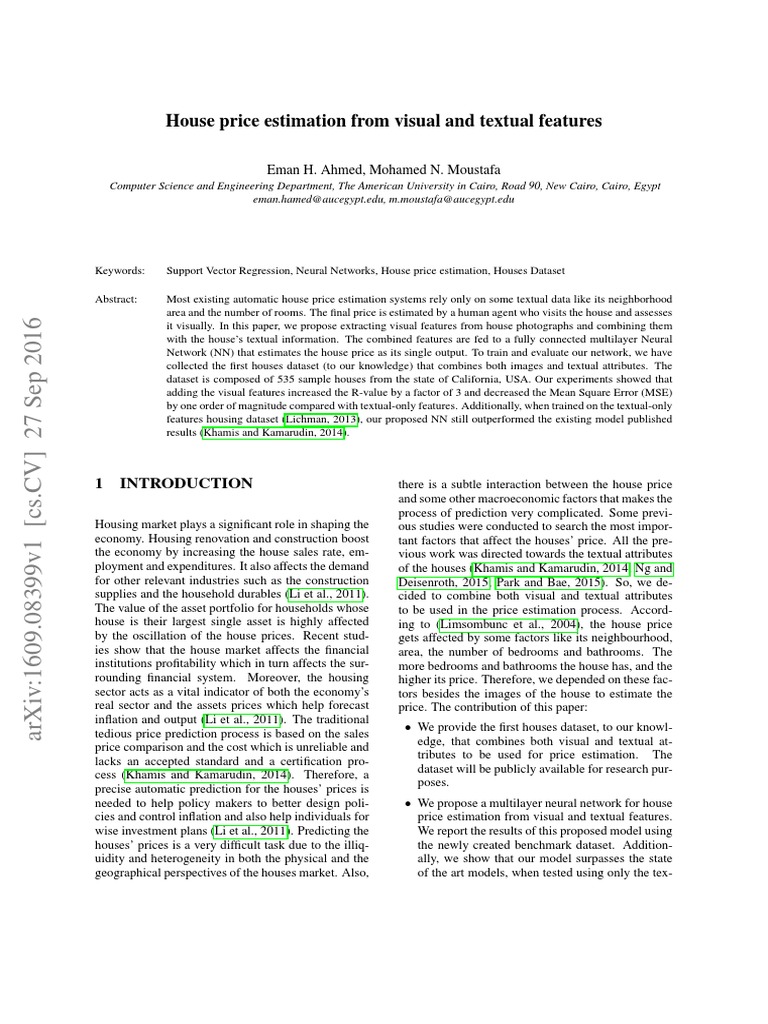 House Price Estimation | PDF | Mean Squared Error | Errors And Residuals