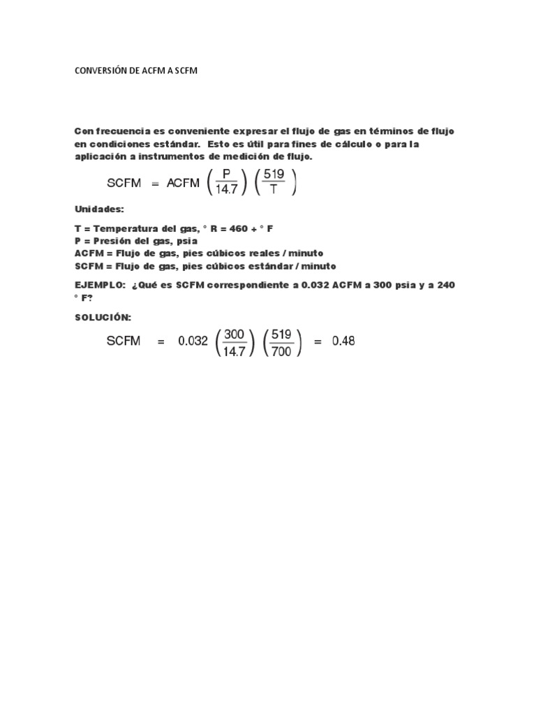 Conversión de Acfm A SCFM | PDF