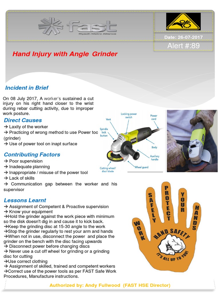 Hand Injury Angle Grinder Cut Lessons | PDF