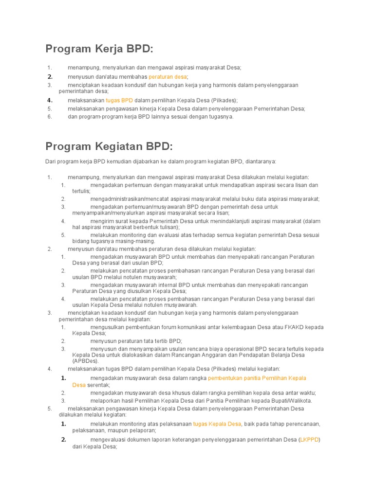 Program Kerja BPD | PDF