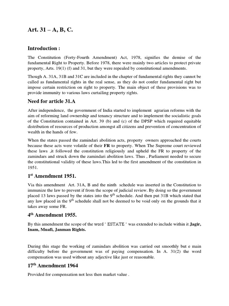 Art.31 - A, B, C. | PDF | Constitution | First Amendment To The United ...