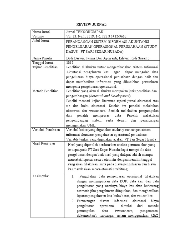 Review Jurnal Sia | PDF